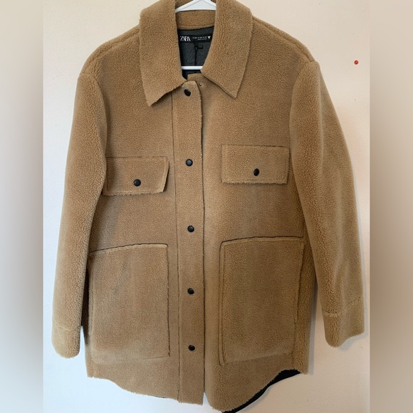 Zara | Jackets & Coats | Zara Faux Shearling Oversized Shacket | Poshmark